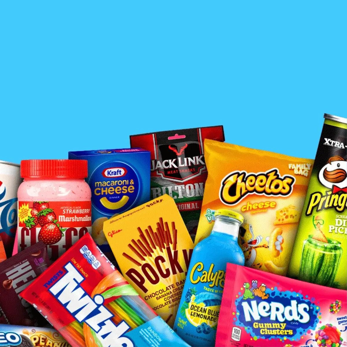 A wide collection of American sweets and snacks - Takis, Cheetos, Pop ...